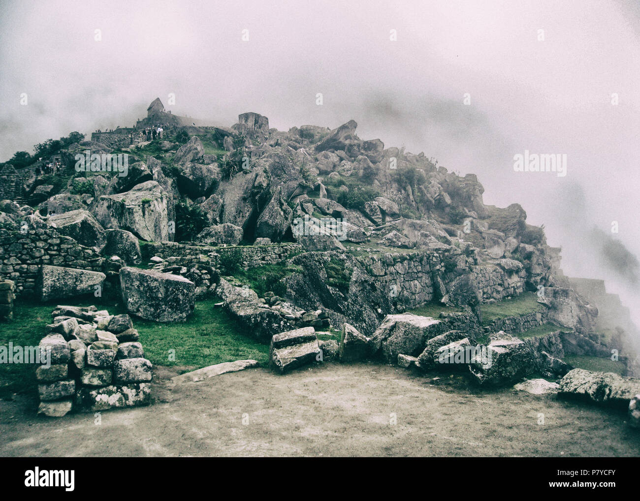 Stone ancient ruins along the Inca Trail to Machu Picchu in Peru Stock ...