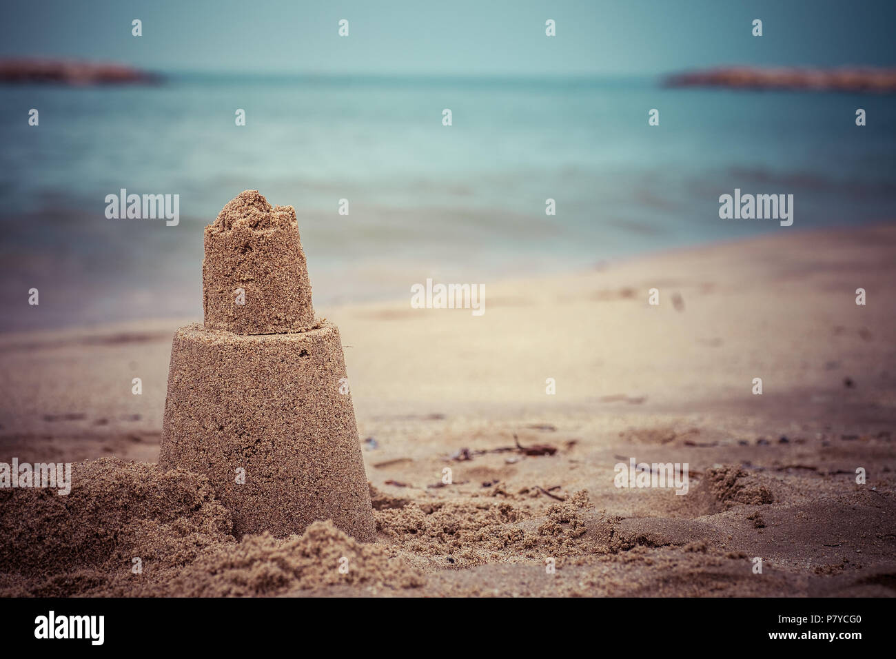 Sandcastle washed by sea hi-res stock photography and images - Alamy