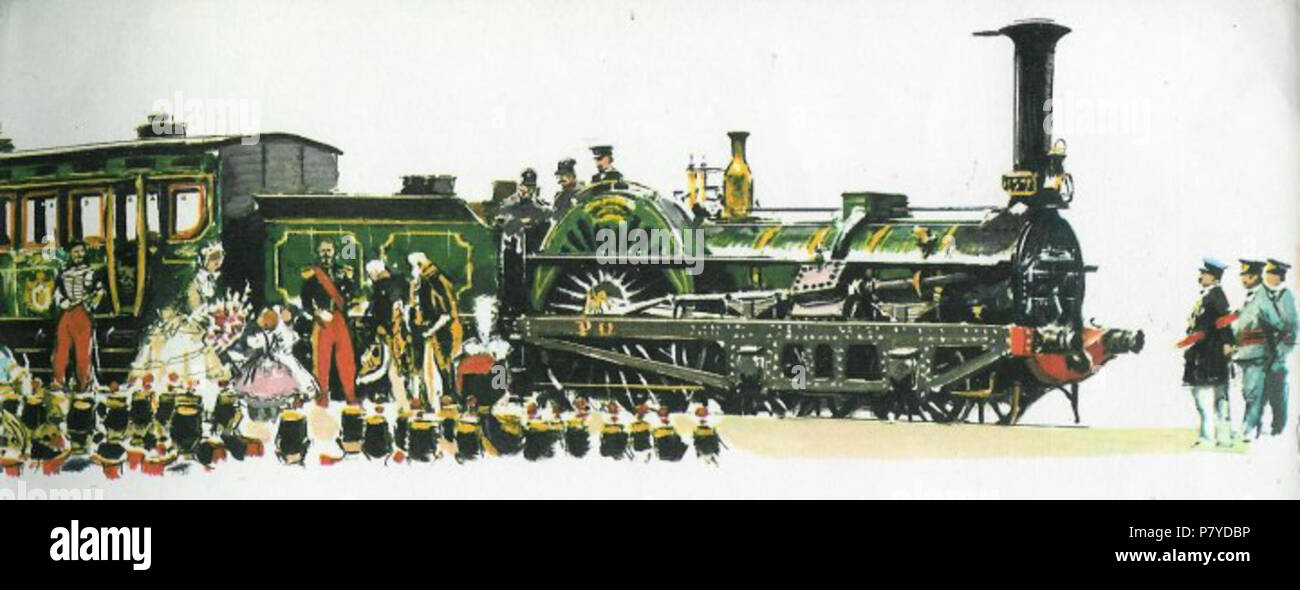 English: Imperial train; locomotive Crampton PLM n° 137; driving wheels ...