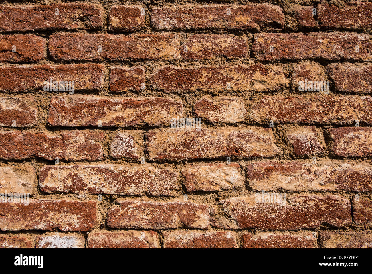 Old and worn red brick wall Stock Photo - Alamy