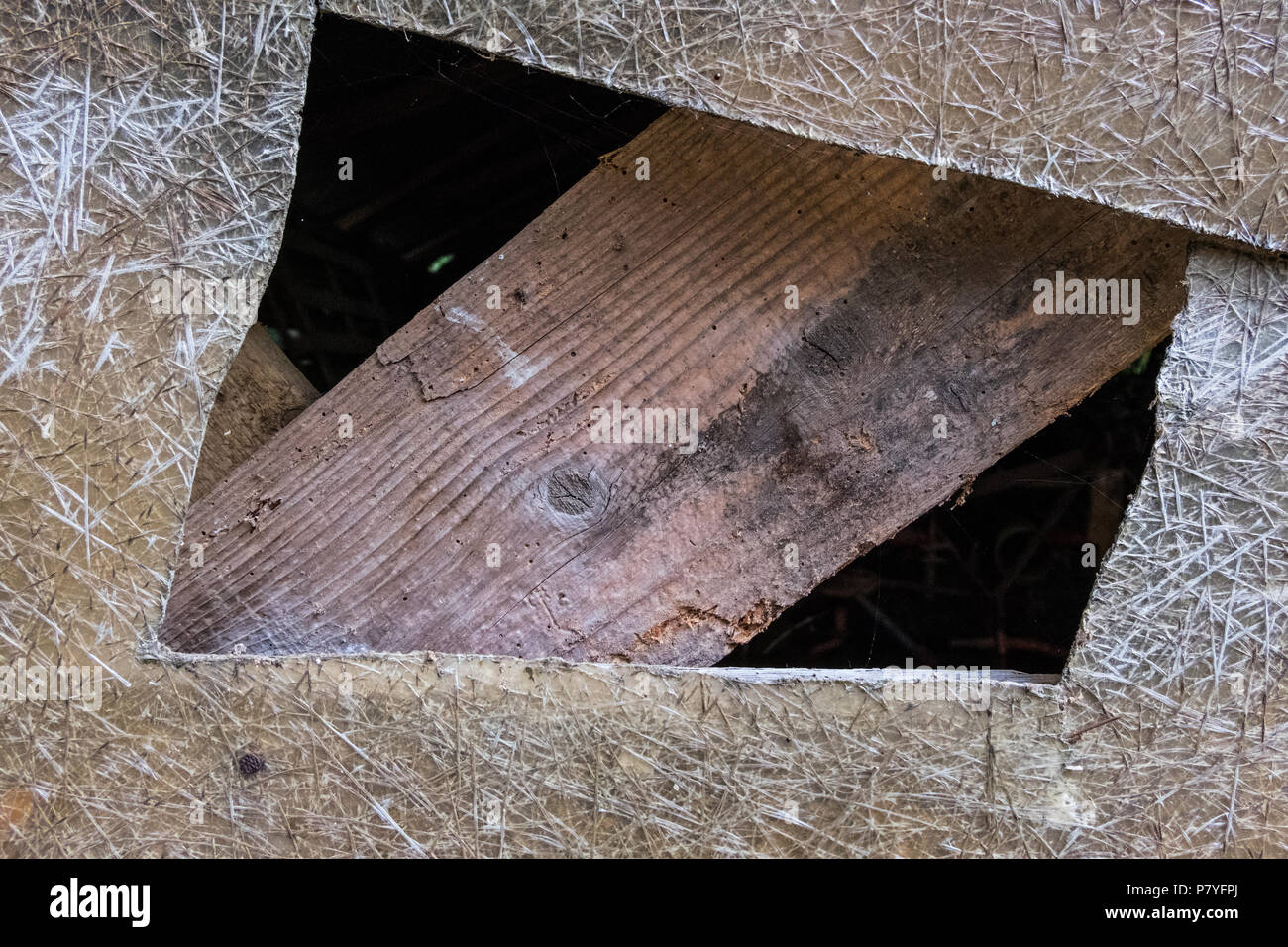 Wood plank on a fiberglass hole wall Stock Photo - Alamy