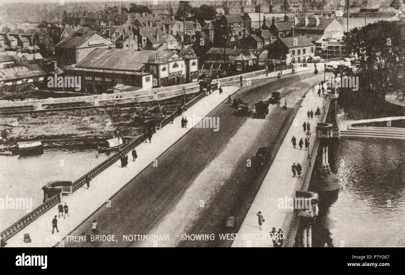 Old real-photo postcard of Trent Bridge, Nottingham, England. before ...
