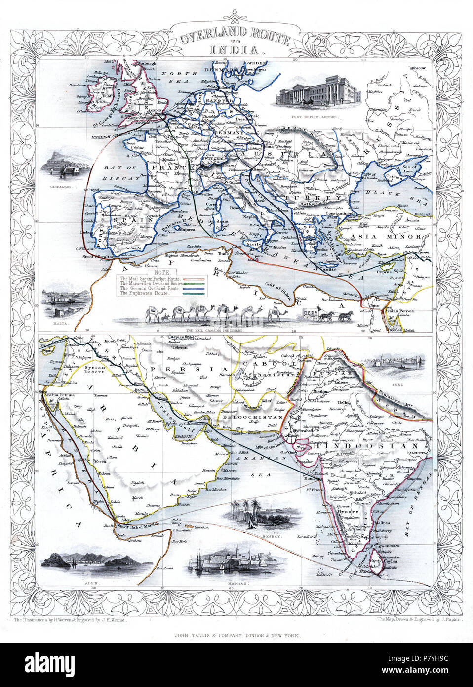 Overland Route to India, 1851 . 1851 298 Overland route Stock Photo - Alamy