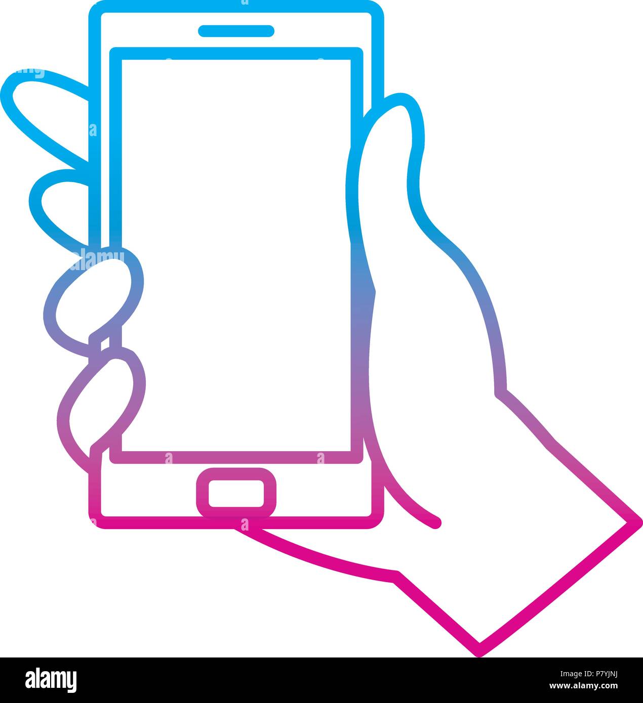 degraded line hand with electronic smartphone style technology Stock ...