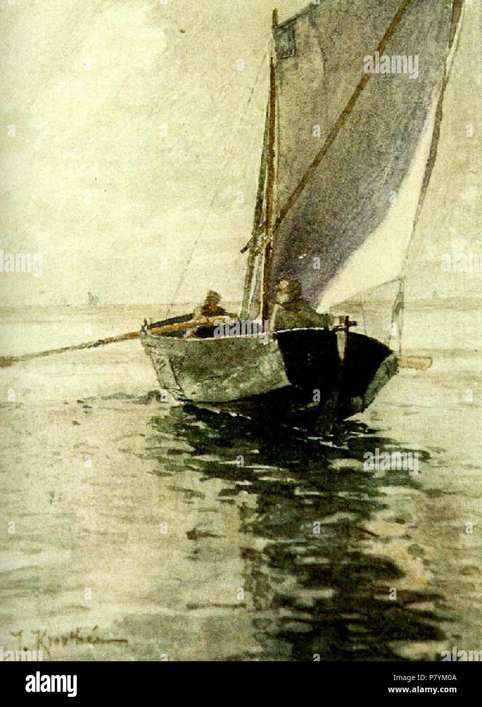 Swedish: Bat under segel . circa 1890 221 Johan krouthen-8 Stock Photo ...