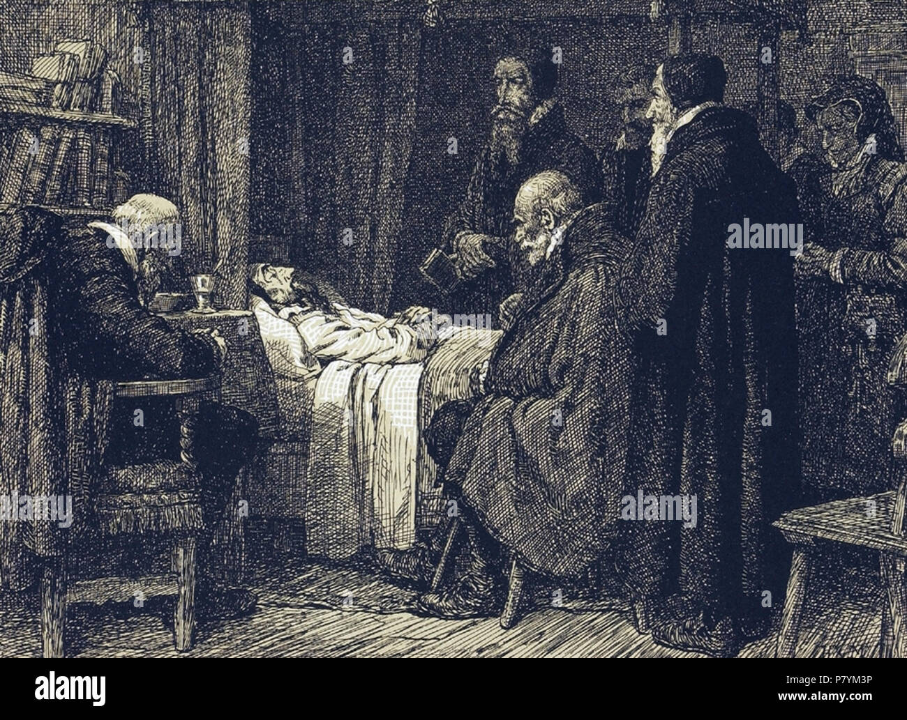 English: John Calvin's death 1564 in Geneva. Deutsch: Johannes Calvins ...