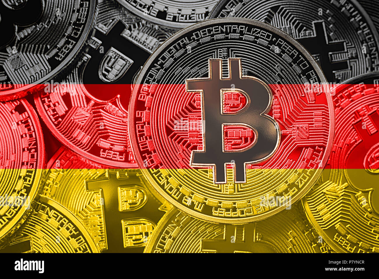 Stack of Bitcoin Germany flag. Bitcoin cryptocurrencies concept. BTC ...