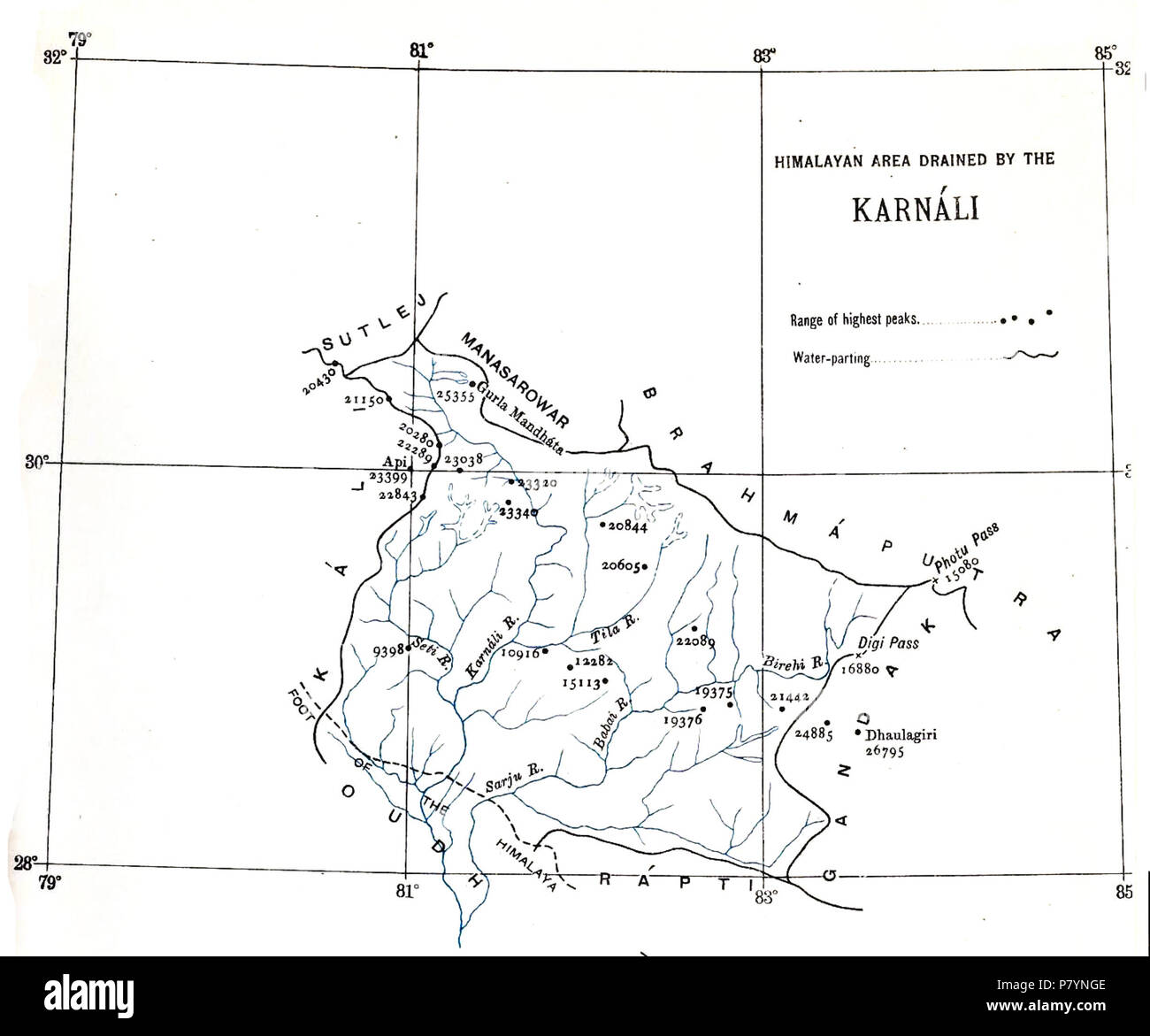 Map of the catchment zones for the Karnali river . 1907 228 Karnali ...