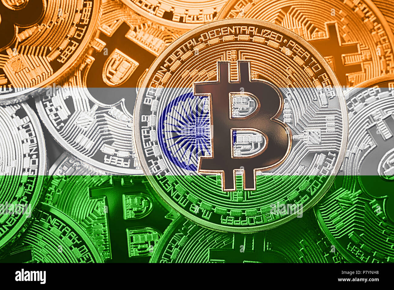 Stack of Bitcoin India flag. Bitcoin cryptocurrencies concept. BTC ...