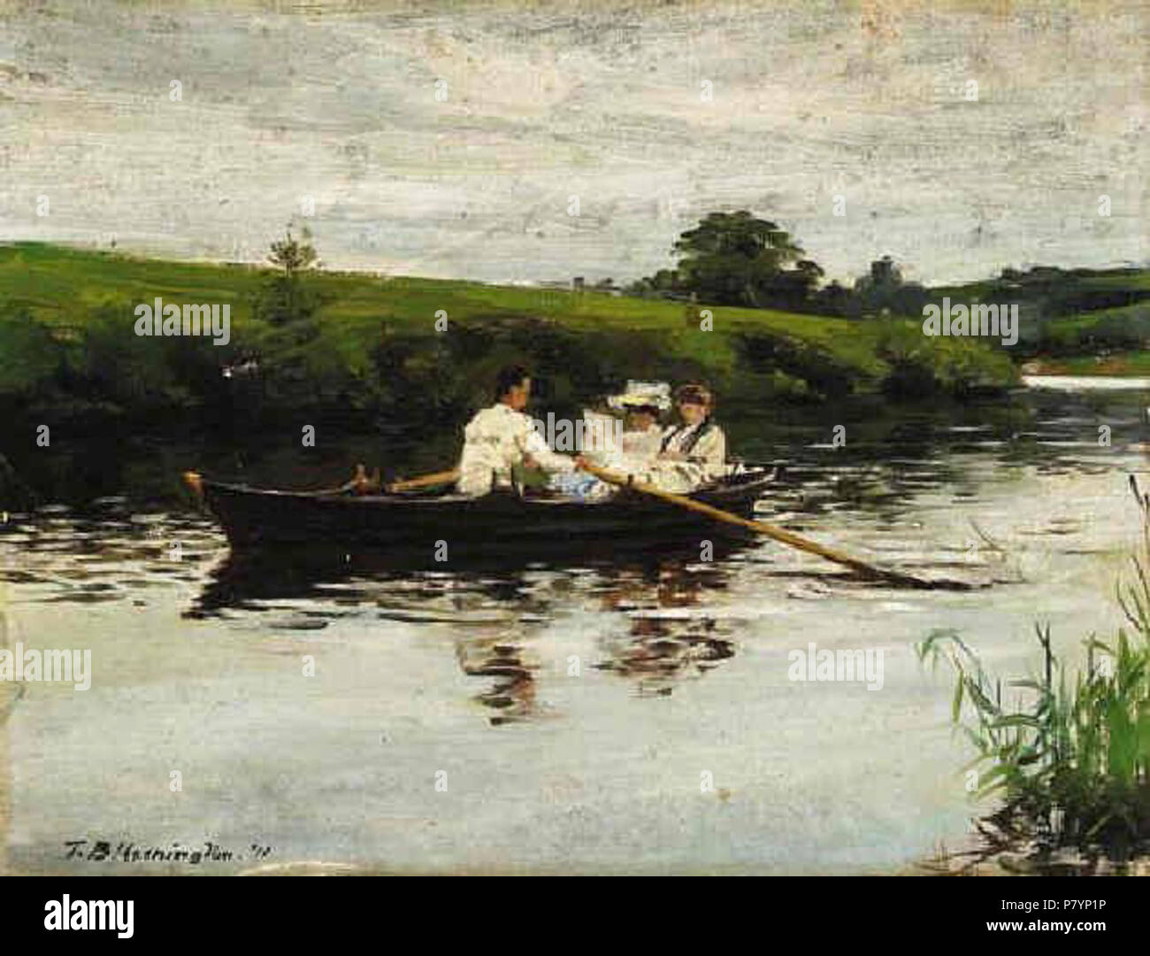 English: Rowing on the Thames . circa 1880 229 Kennington 23 Stock ...