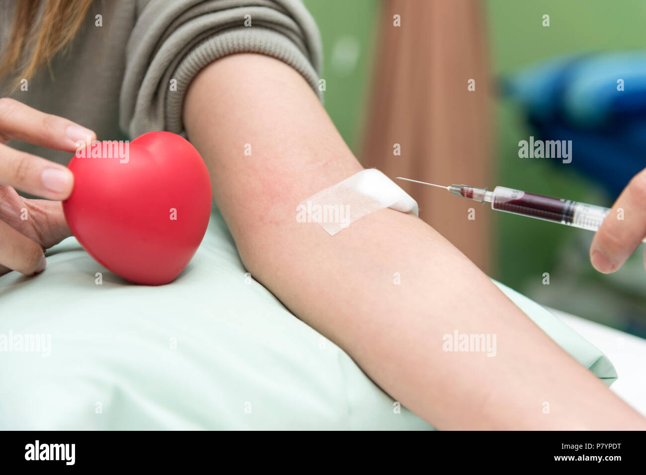 Blood collect by nurse in the hospital with red heart, Blood test ...