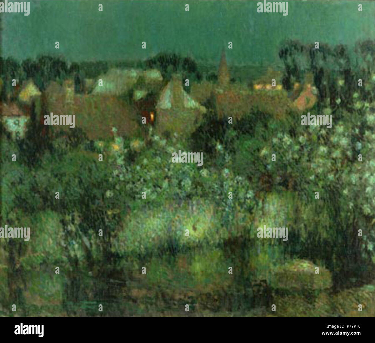 English: Rooftops in Moonlight . 1910 190 Henri sidaner21 Stock Photo ...