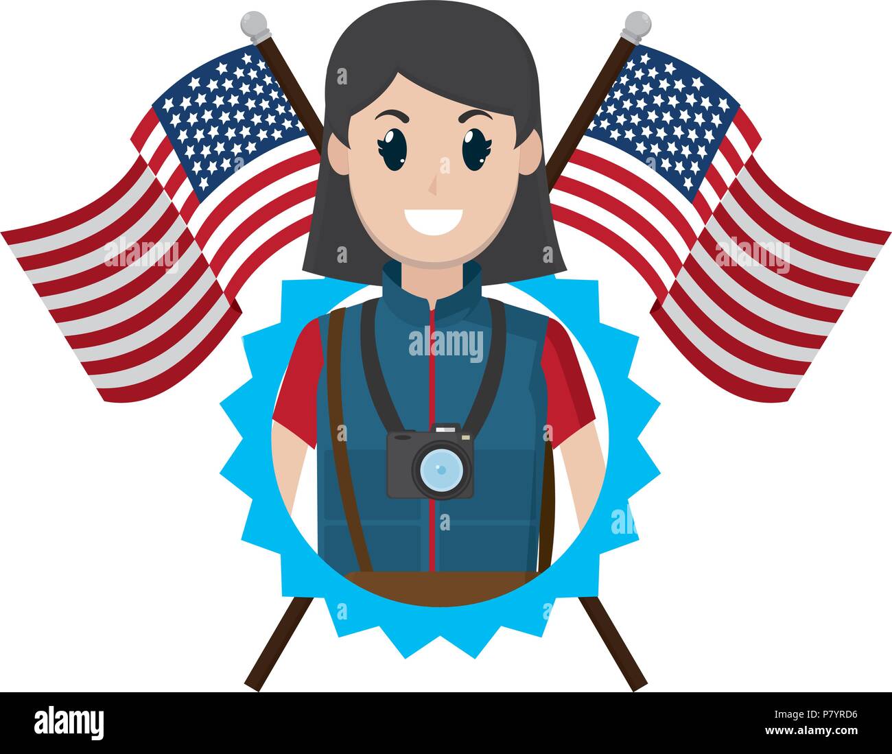 photographer with usa flag and emblem style Stock Vector Image & Art ...