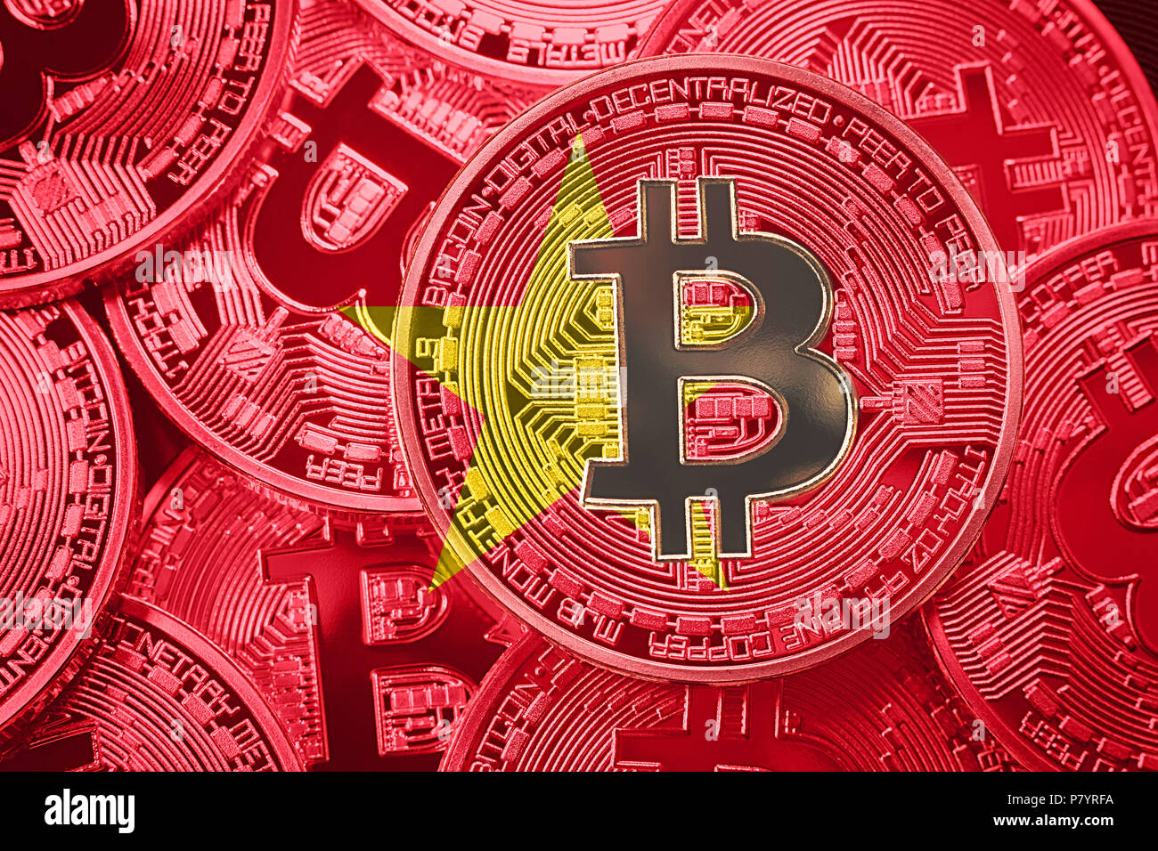 Stack of Bitcoin Vietnam flag. Bitcoin cryptocurrencies concept. BTC ...