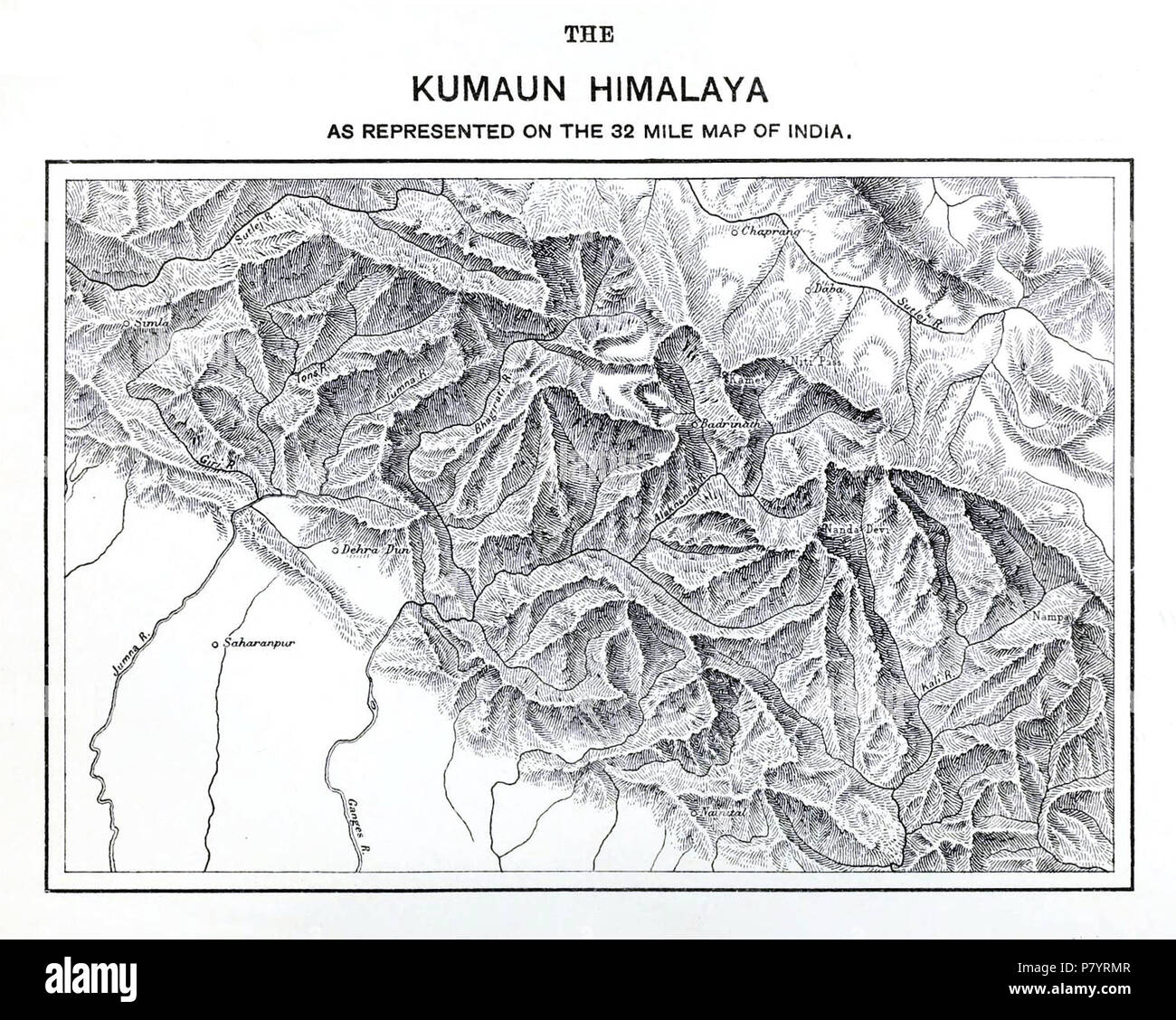 Map of the Kumaon Himalayas . 1907 237 Kumaun terrain Stock Photo - Alamy