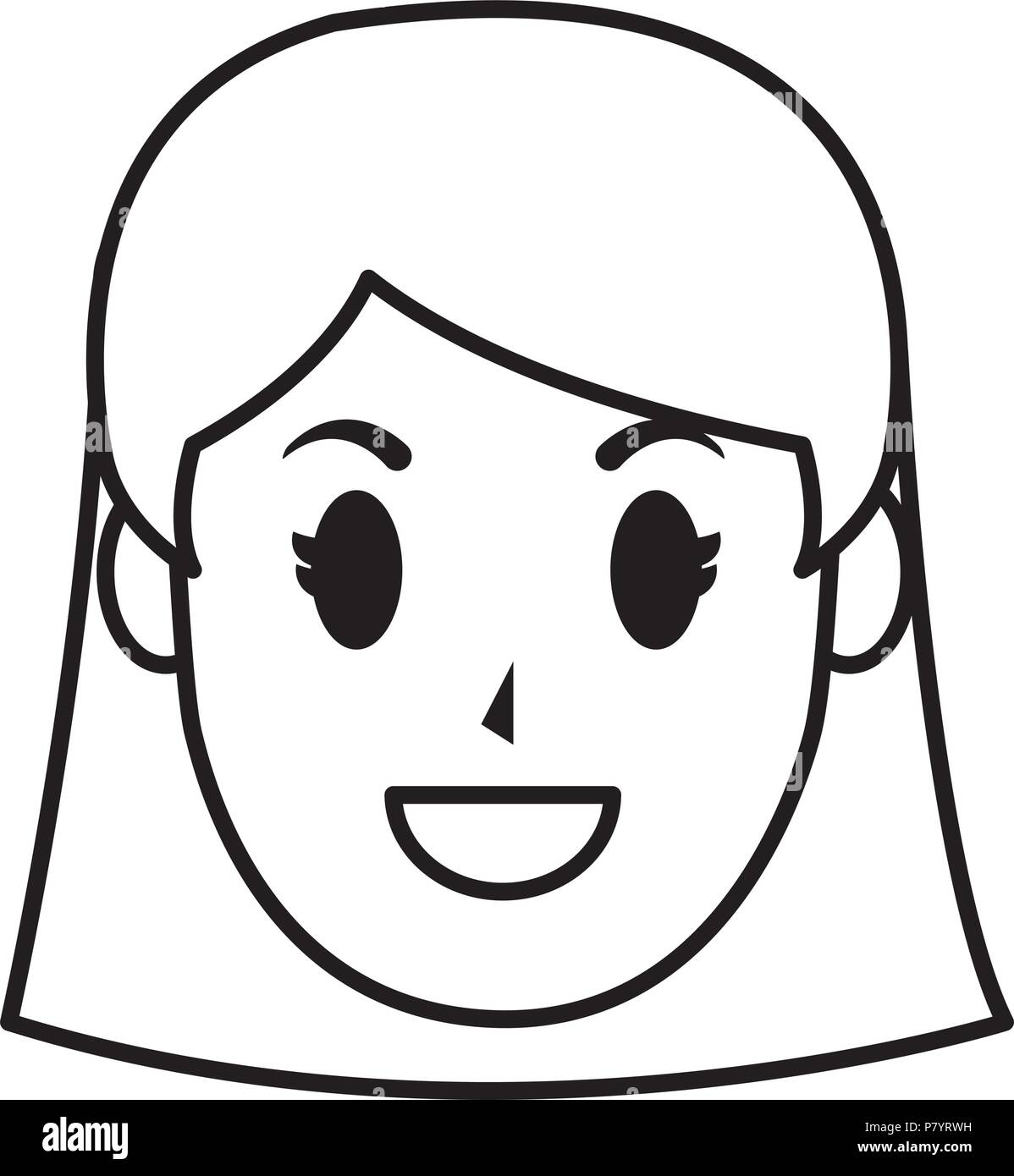 line beauty woman head with hairstyle design Stock Vector Image & Art ...