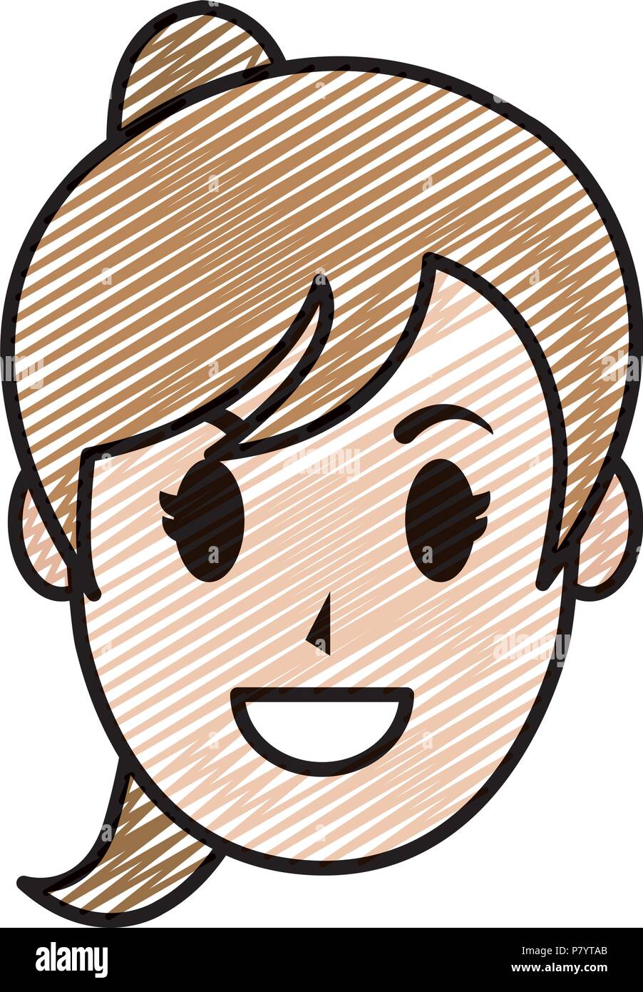 doodle cute woman head with hairstyle design Stock Vector Image & Art ...