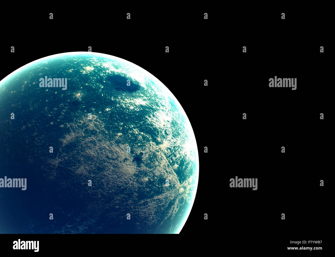 Blue earth in space and galaxy. Globe with outer glow ozone and white ...