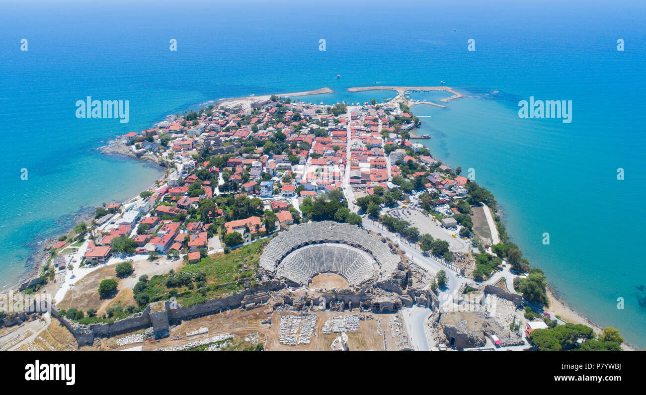 Aerial view of Side city in Antalya Turkey Stock Photo - Alamy