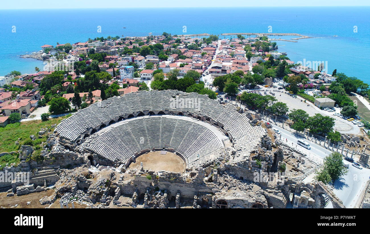 Aerial view of Side city in Antalya Turkey Stock Photo - Alamy