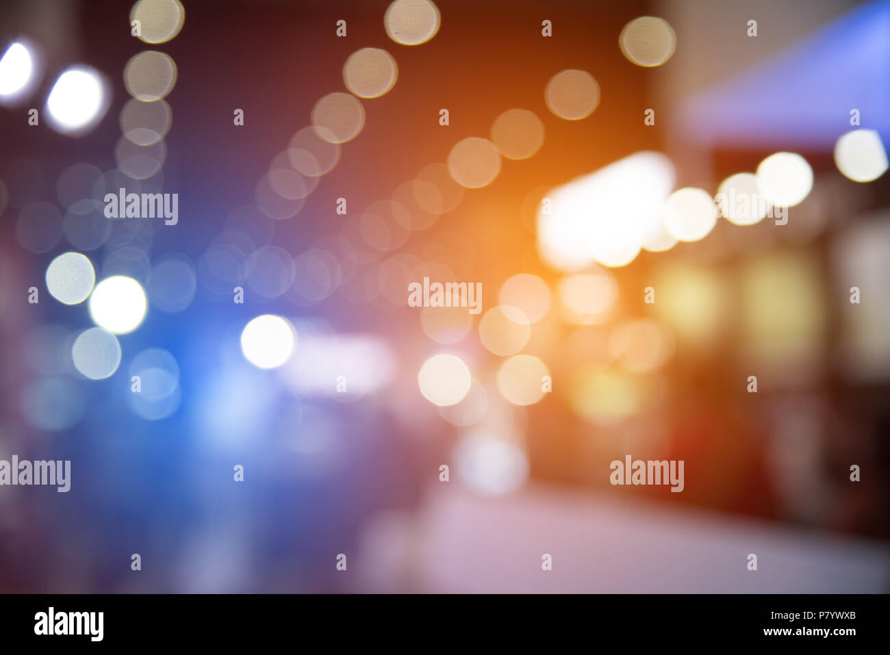 Abstract blurred of festival event with people and motor show ...