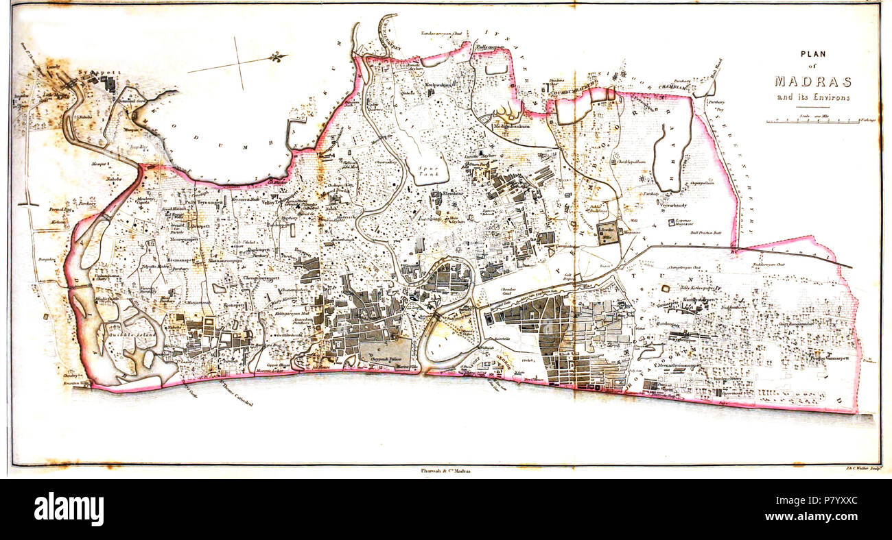 Map of Madras in 1854 . 1854 254 Madras map 1854 Stock Photo - Alamy