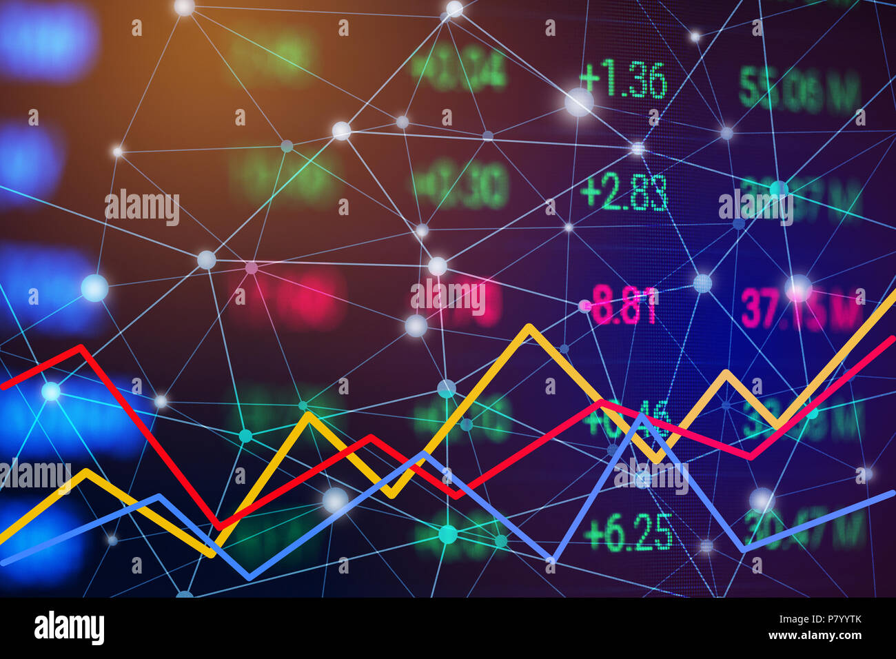 Stock market chart with line graph. Trend chart of bullish and bearish ...
