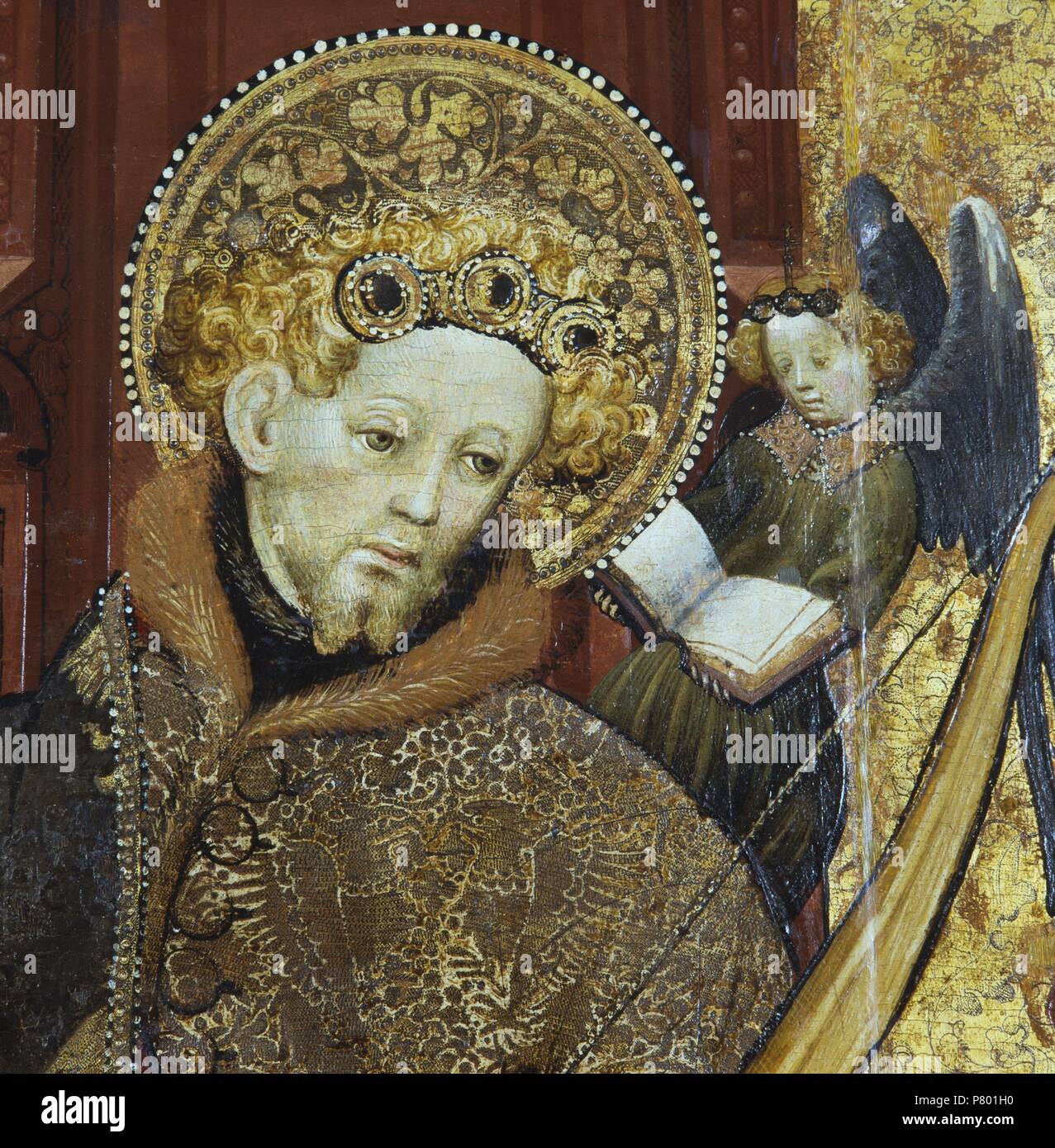 Altarpiece of Saint Sebastian. Central panel. Detail of Saint Sebastian ...