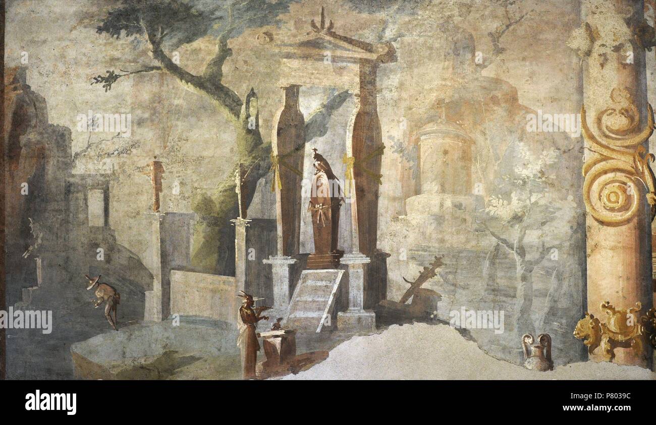 Roman era. Landscape with ceremony in honor of Osiris. The ...