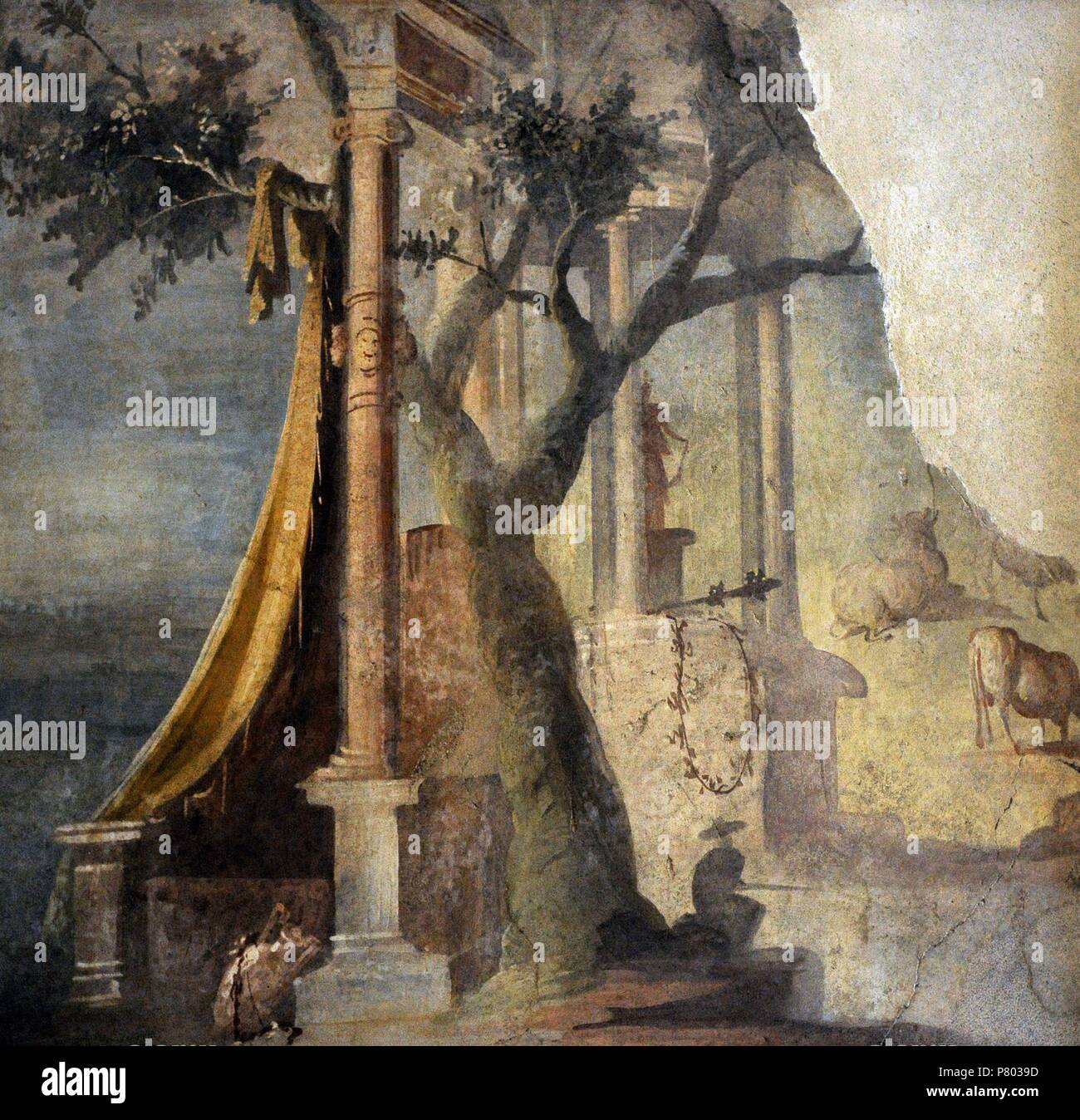 Roman era. Landscape with ceremony in honor of Osiris. Detail. The ...