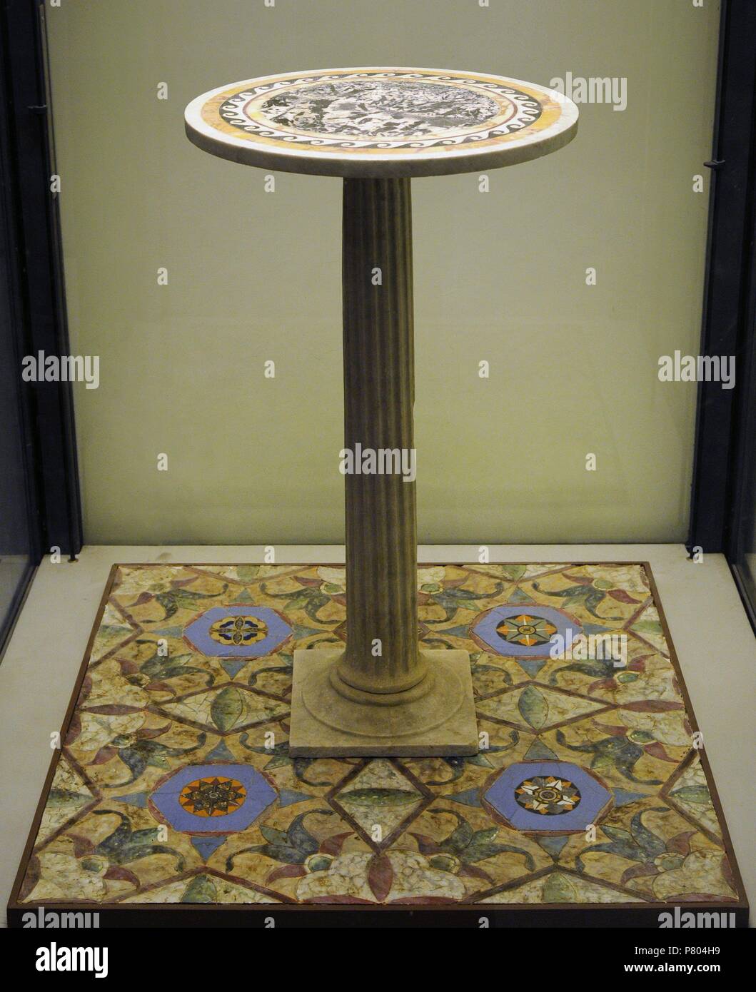 Marble table decorated with opus sectile technique. House of the Efebo ...