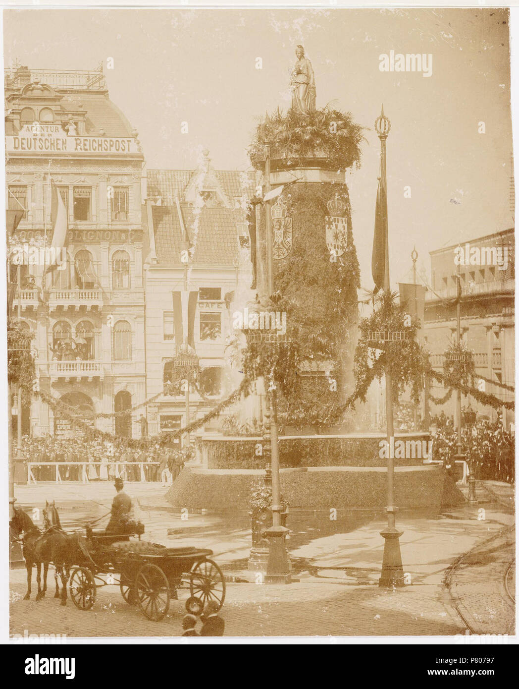 Nederlands: Beschrijving Bezoek van Keizer Wilhelm II van Duitsland Dam ...