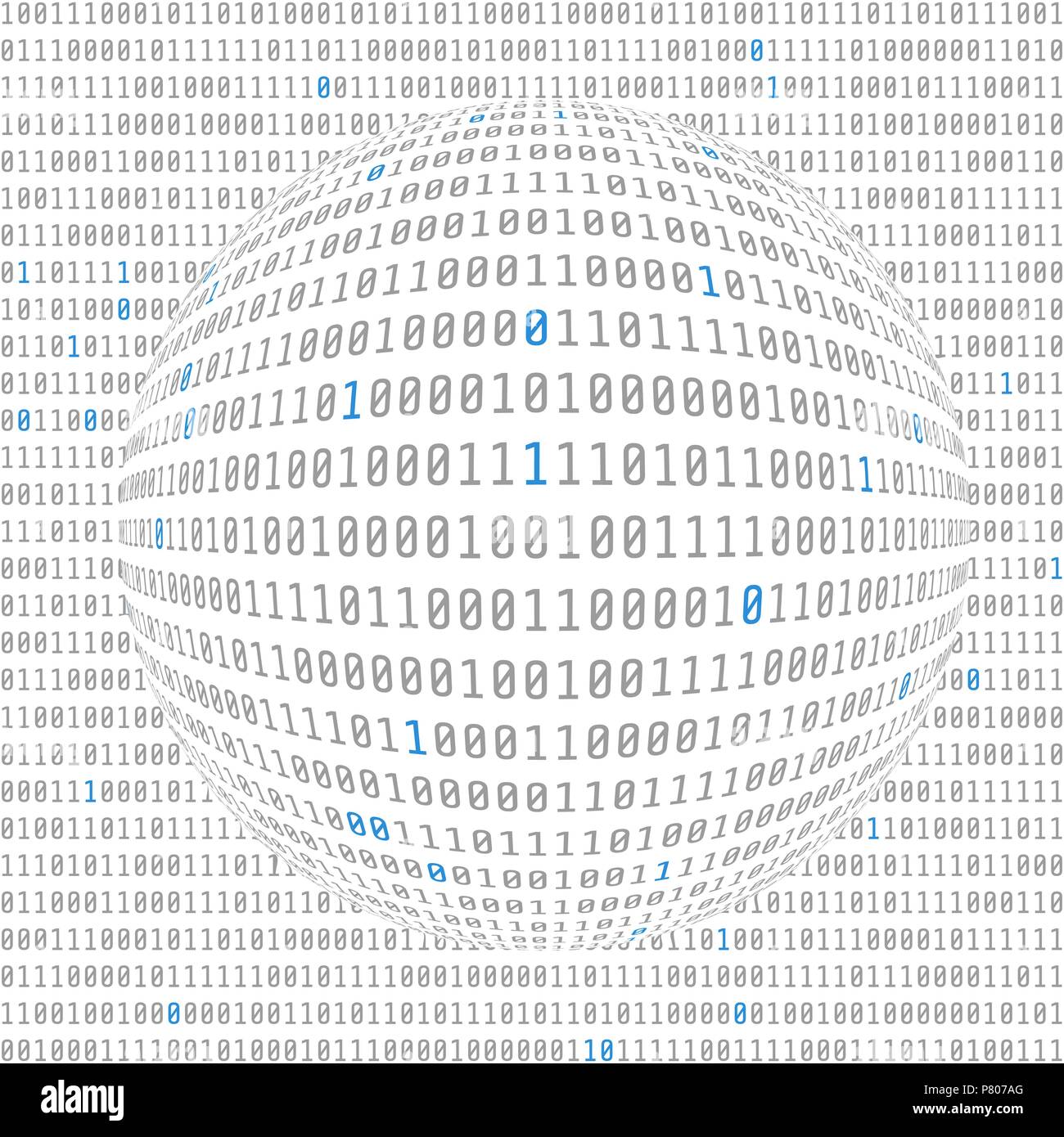 Binary Data View Cybersecurity Binary Code Concave Hemisphere With Allocated Key Bits Vector