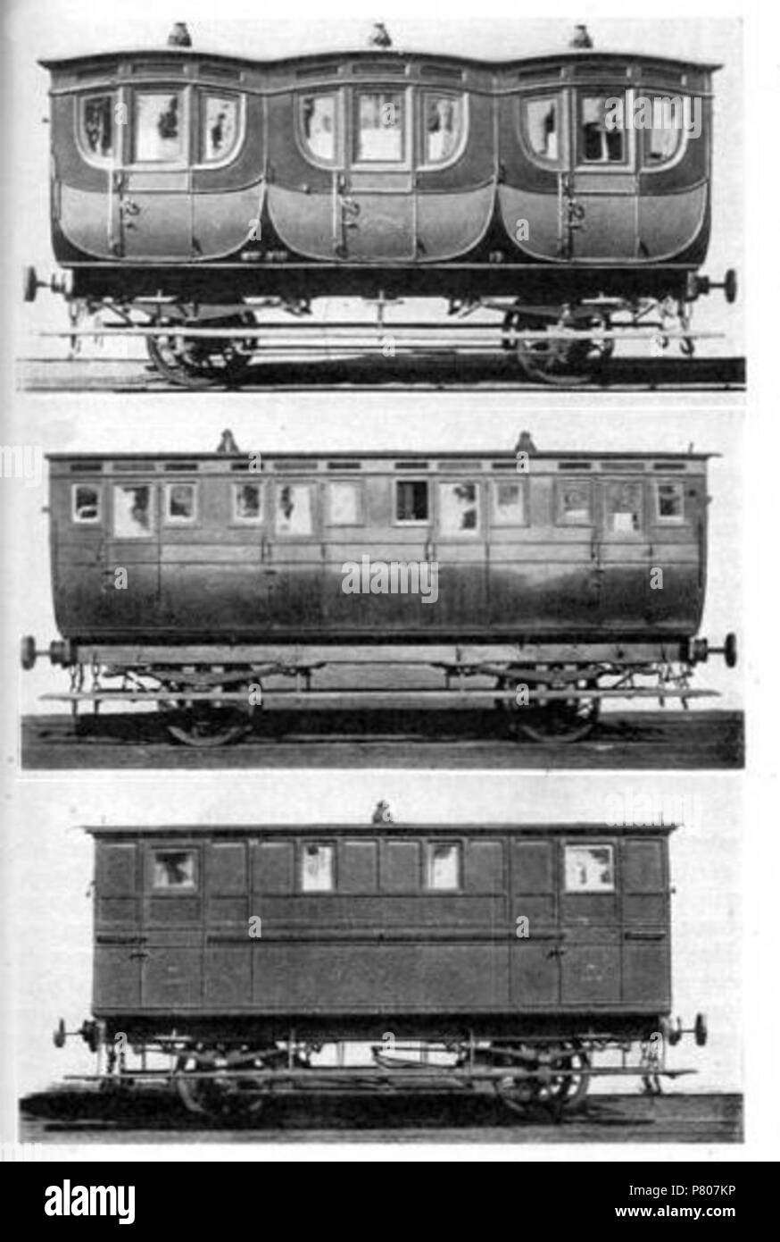 English: Railway coaches (1st, 2nd & 3th class) of the Company Nord ...