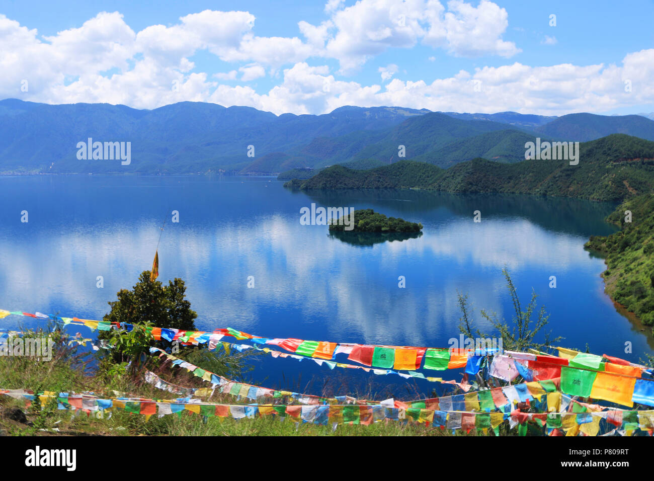 Scenery of lugu lake in lijiang, yunnan, China Stock Photo - Alamy