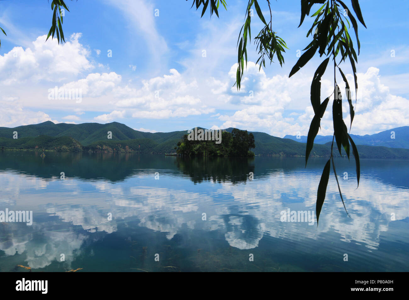 Scenery of lugu lake in lijiang, yunnan, China Stock Photo - Alamy