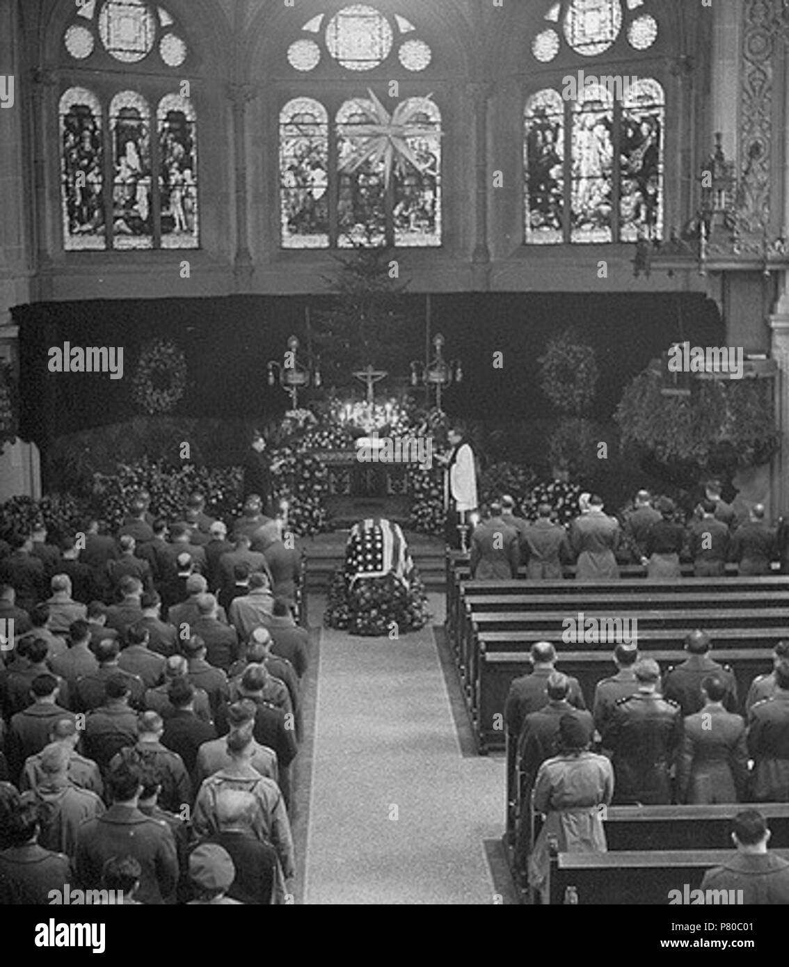 English: Funeral ceremony of General Patton, held at the Christuskirche ...