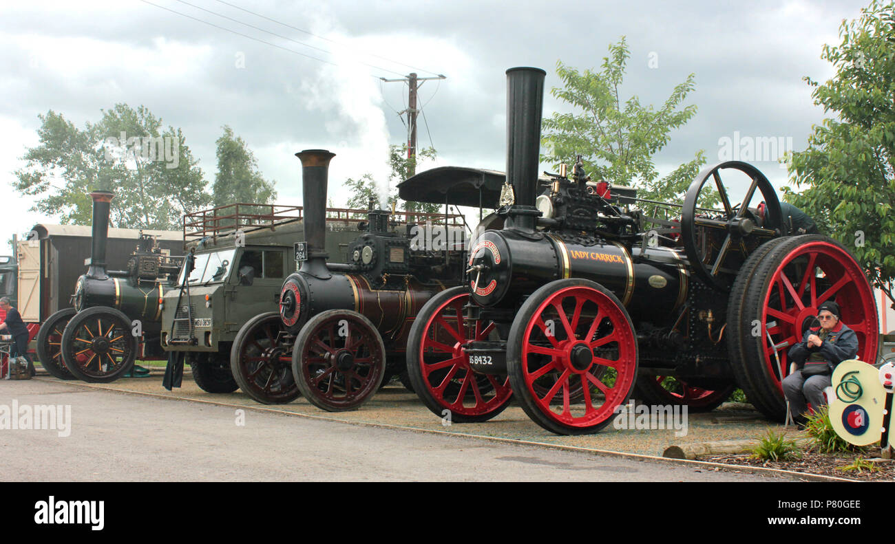 3 traction engines are lined up at the Lion Salt Works museum in ...