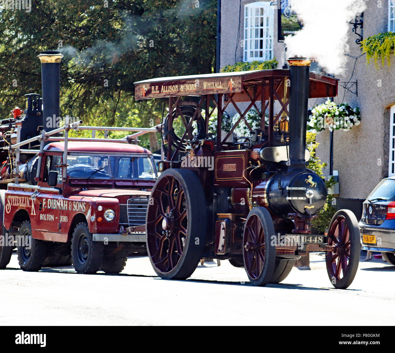A Aveling traction engine simmers outside the Spinner and Bergamot pub ...