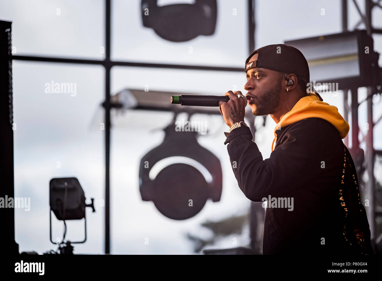 Denmark, Roskilde - July 5, 2018. The American rapper 6lack performs a ...
