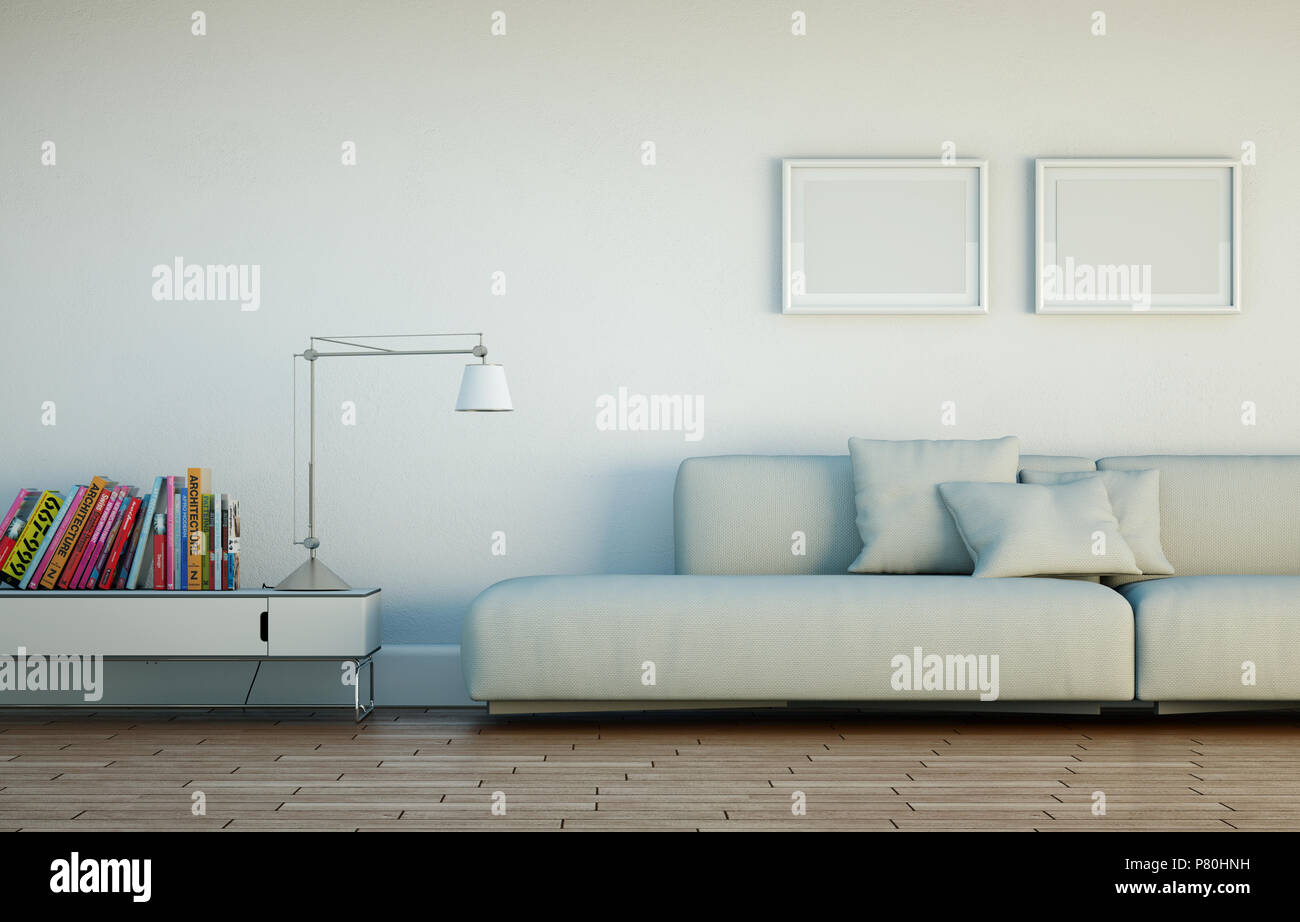 Interior design modern bright room with white sofa Stock Photo - Alamy