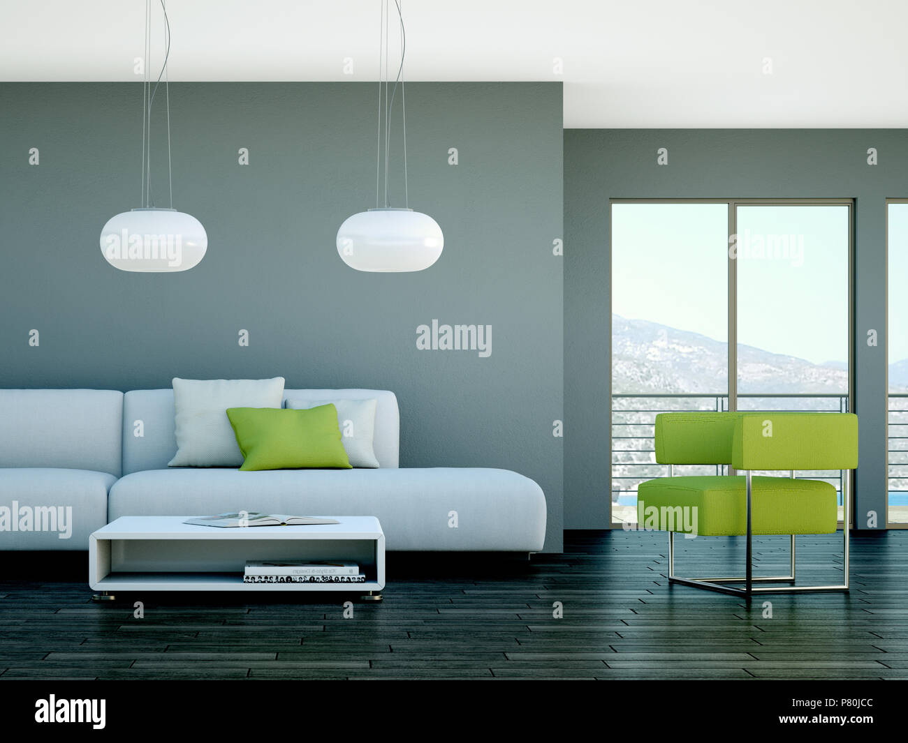 Interior design modern bright room with white sofa Stock Photo - Alamy