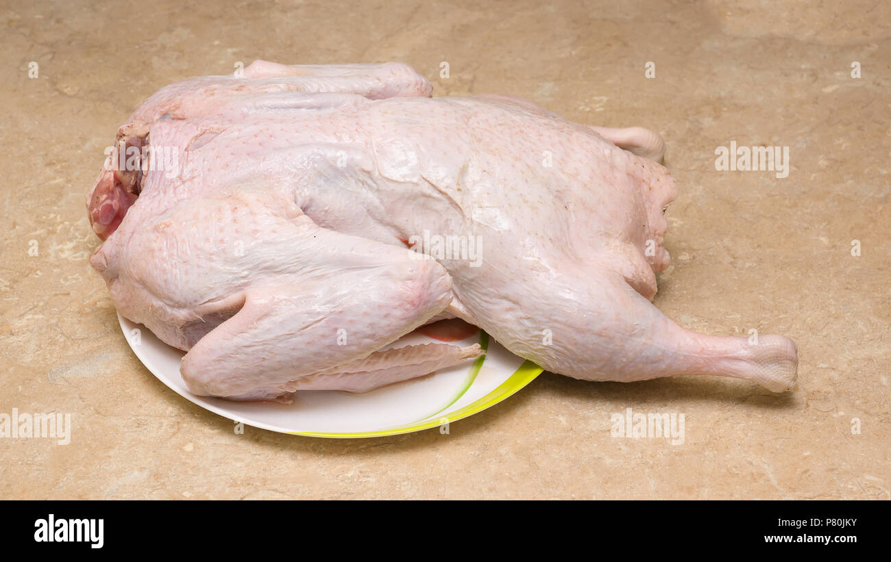 hostess is preparing a large fat duck for the festive table Stock Photo ...