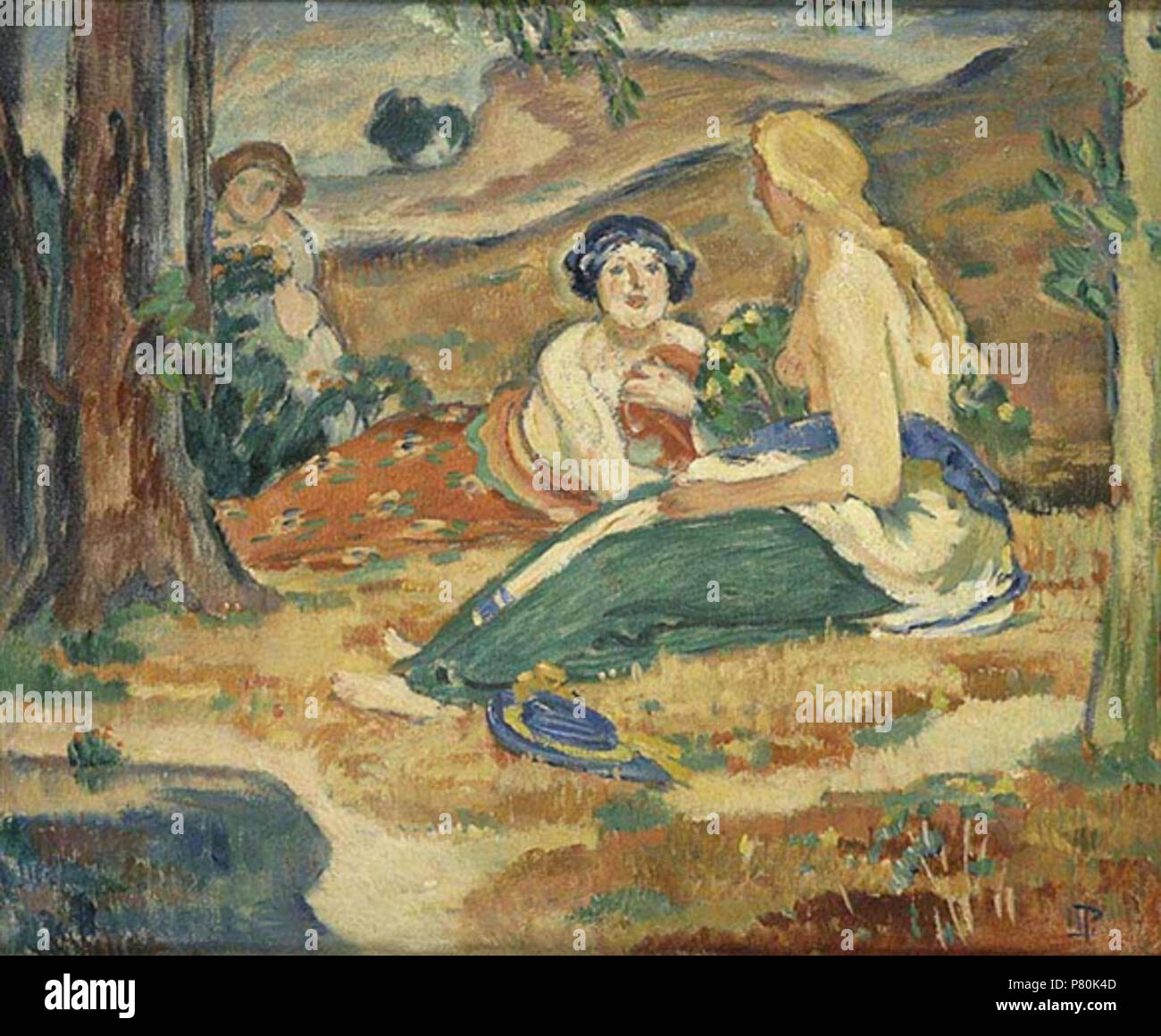 English: bathing study . circa 1900 320 Preisler bathing study Stock ...