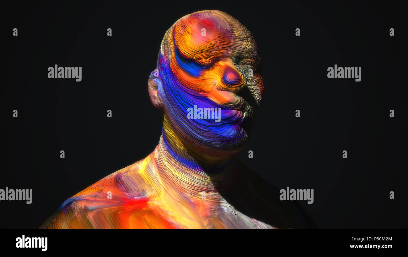 3d render. Head Human shattered portrait Stock Photo - Alamy