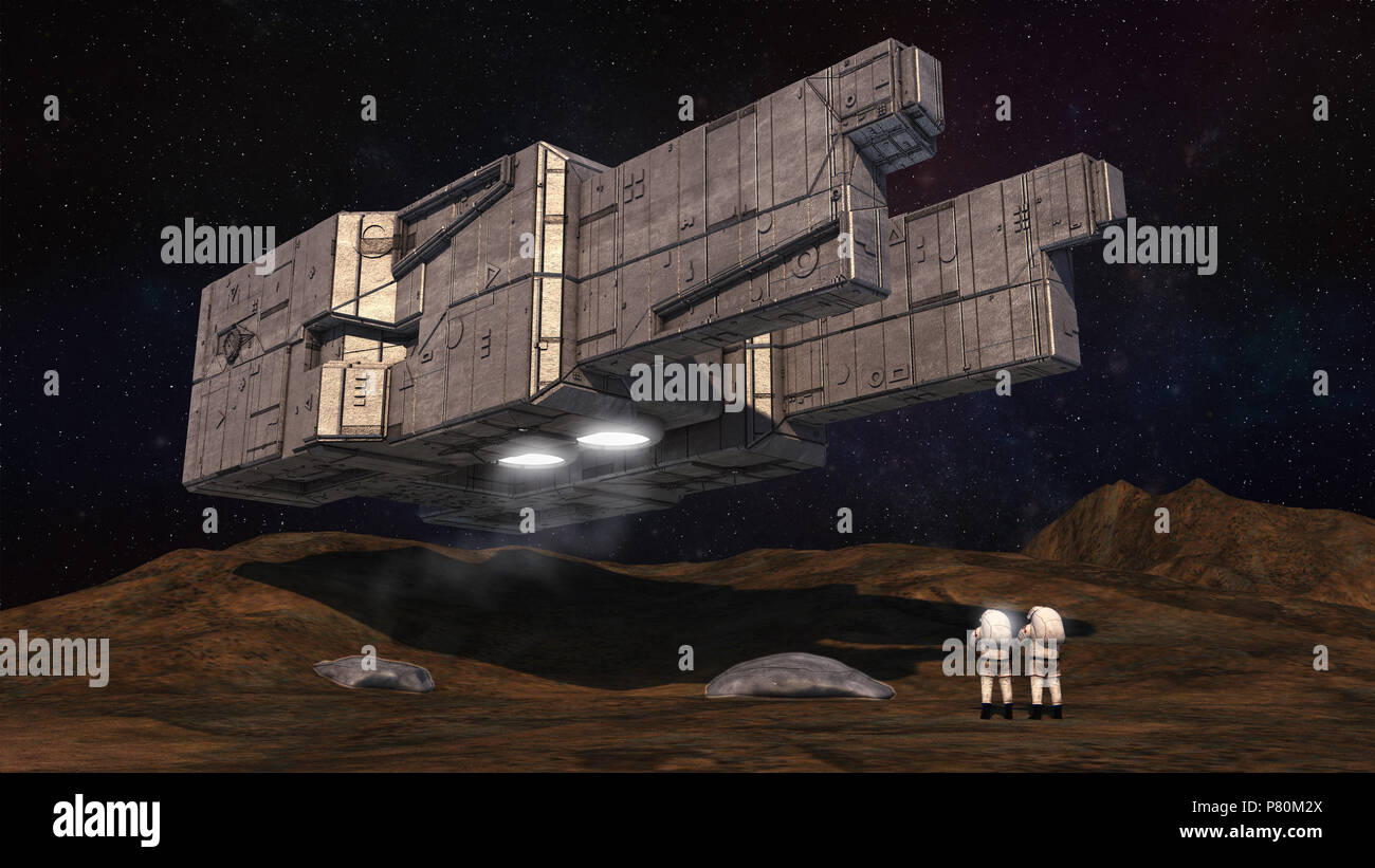 3D rendering. Futuristic alien Spaceship Stock Photo - Alamy