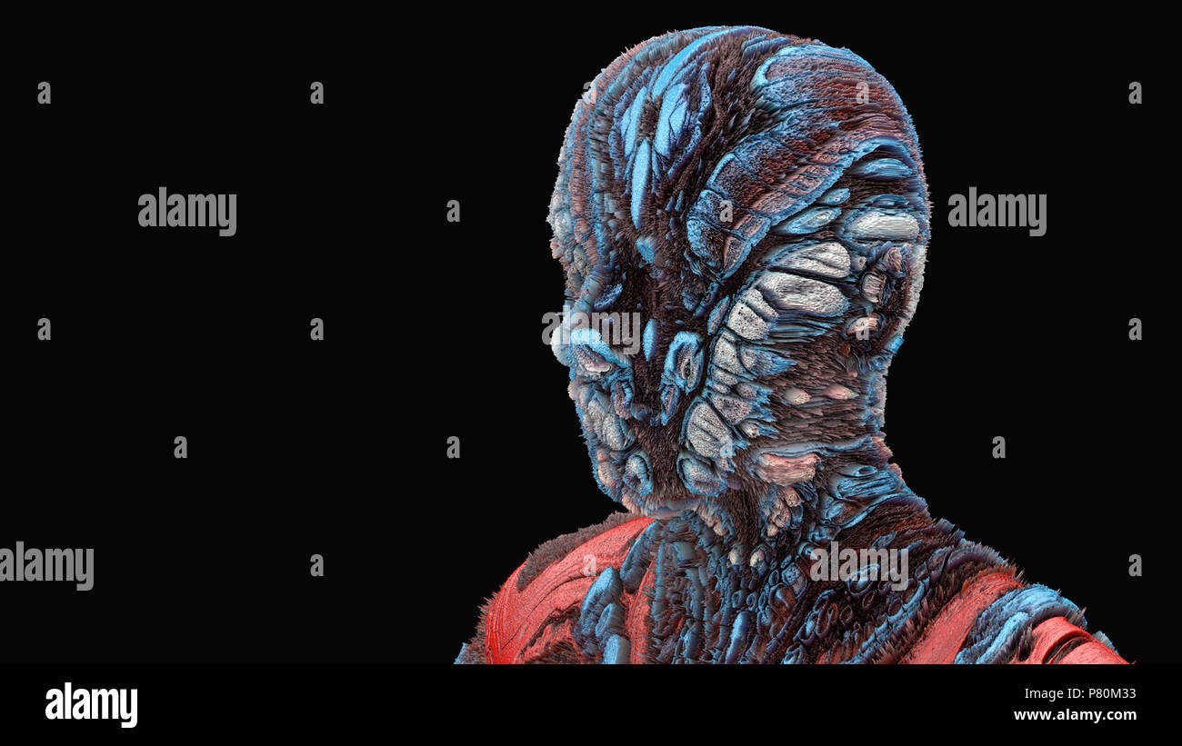 3d render. Head Human shattered portrait Stock Photo - Alamy