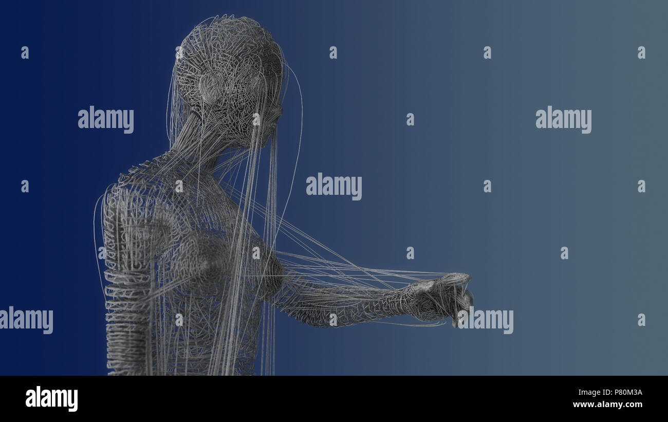 3d render Human figure made with lines Stock Photo - Alamy