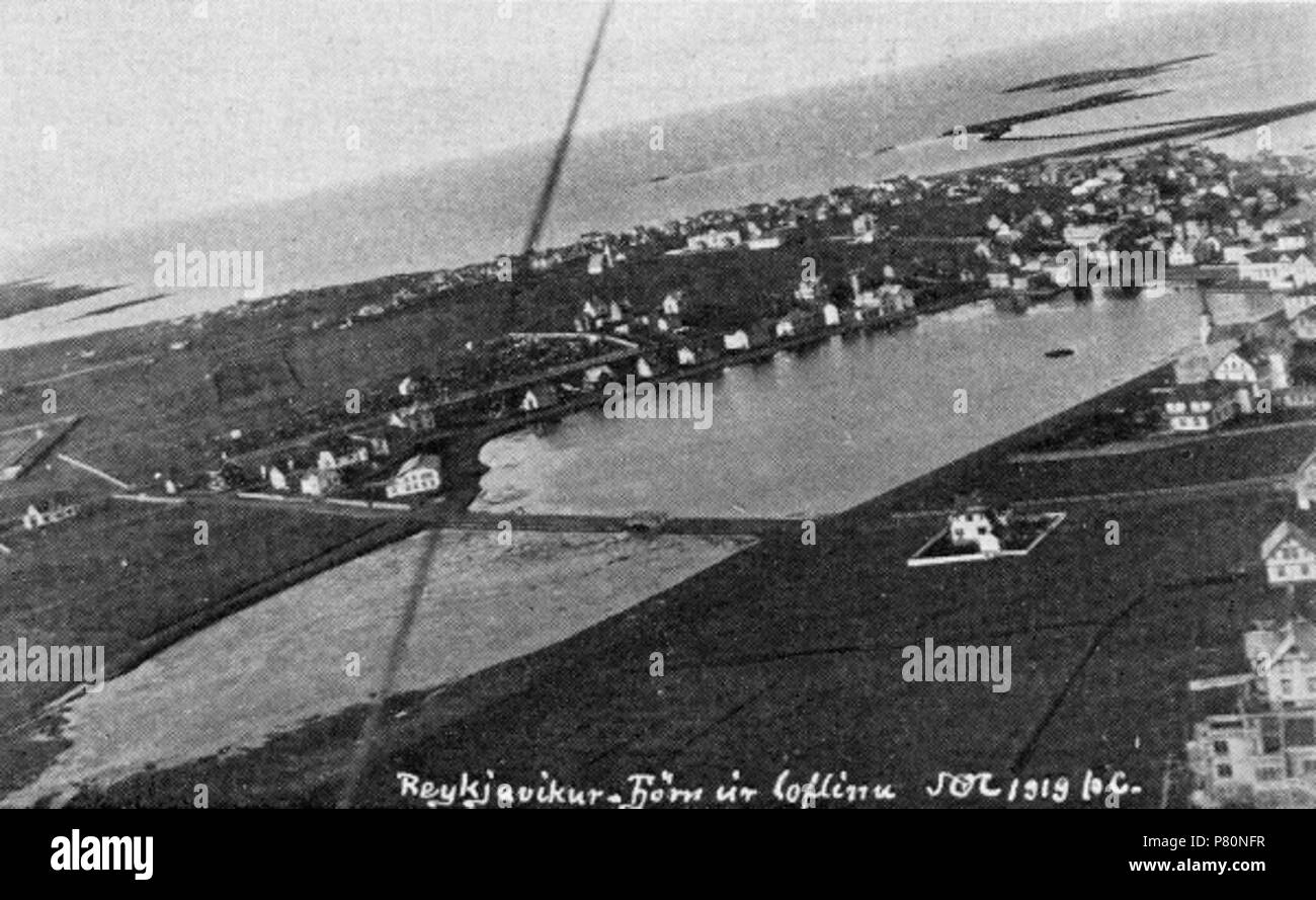 The first aerial photograph of Reykjavík, made in 1919 from the AVRO ...