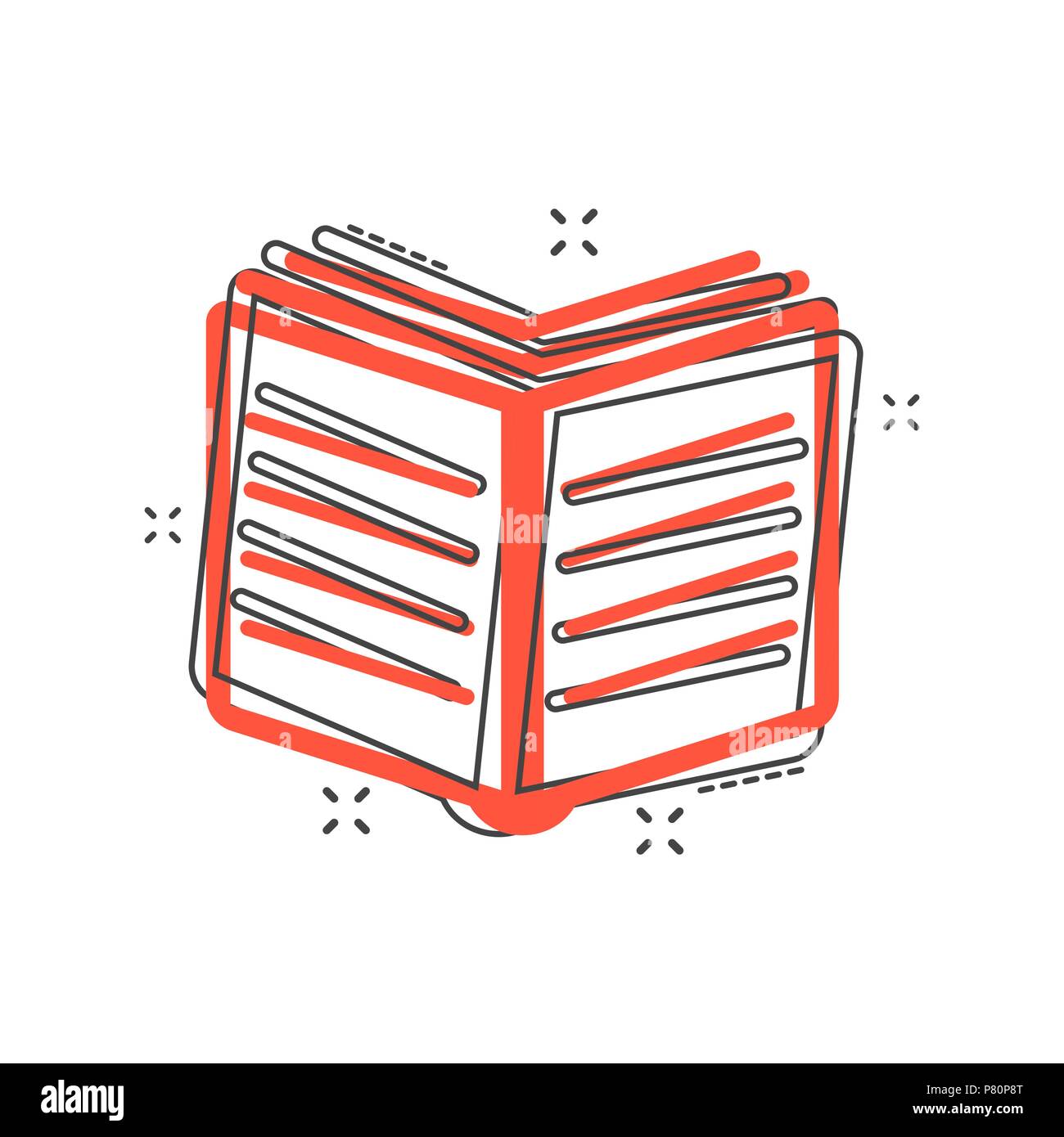 Cartoon book icon in comic style. Book illustration pictogram ...